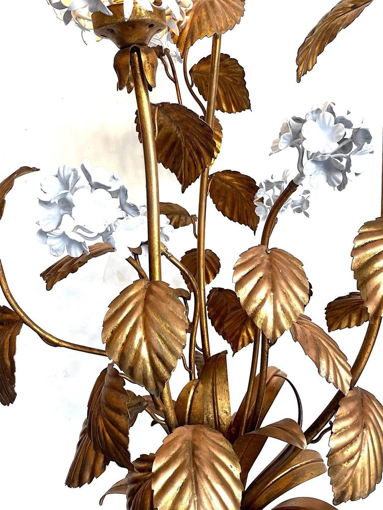 Wonderful Italian 1960s Gilt Metal and White Enamel Hydrangea Floor ...