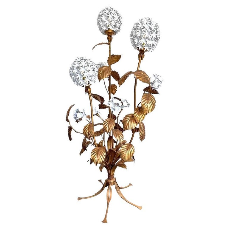 Wonderful Italian 1960s Gilt Metal and White Enamel Hydrangea Floor ...
