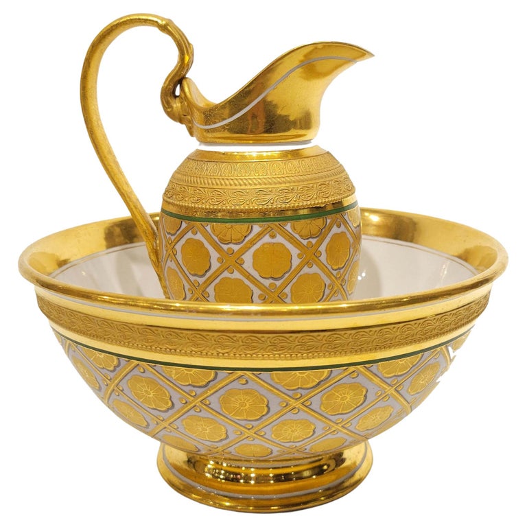 Wonderful Old Paris Porcelain Empire Pitcher and Basin, circa 1800 For ...