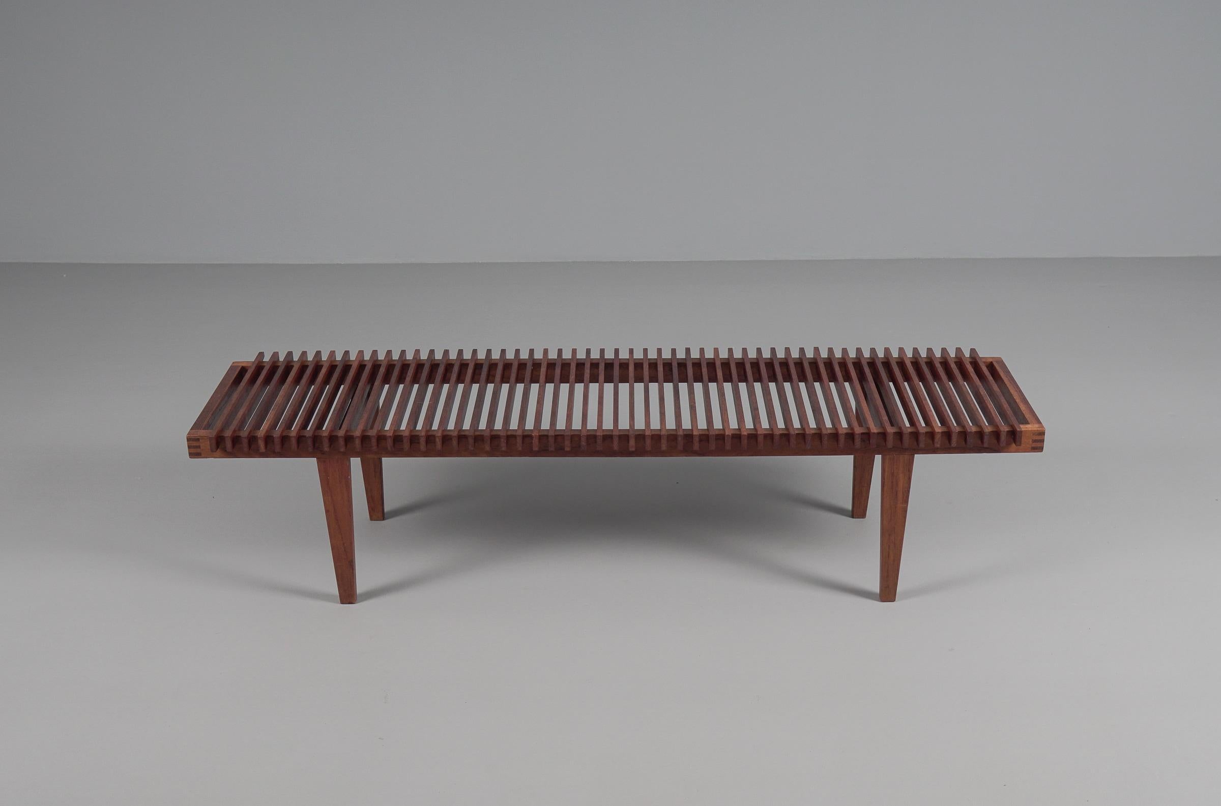 Wonderful Scandinavian Teak Slatted Bench from the 1960s at 1stDibs