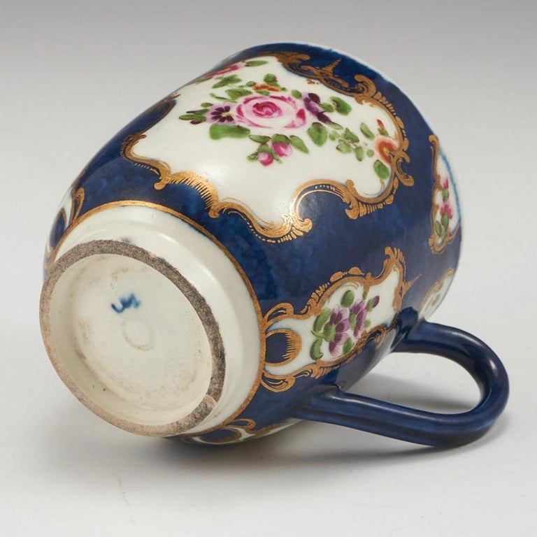 Worcester First Period Porcelain Scale Blue Coffee Cup and Saucer ...
