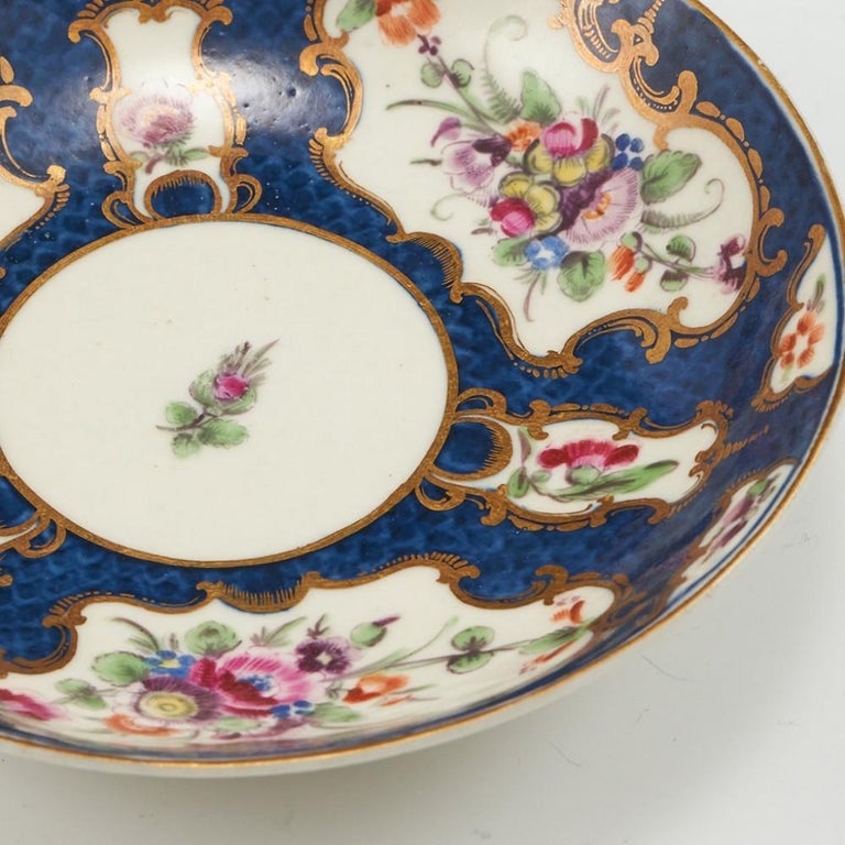 Worcester First Period Porcelain Scale Blue Coffee Cup and Saucer ...