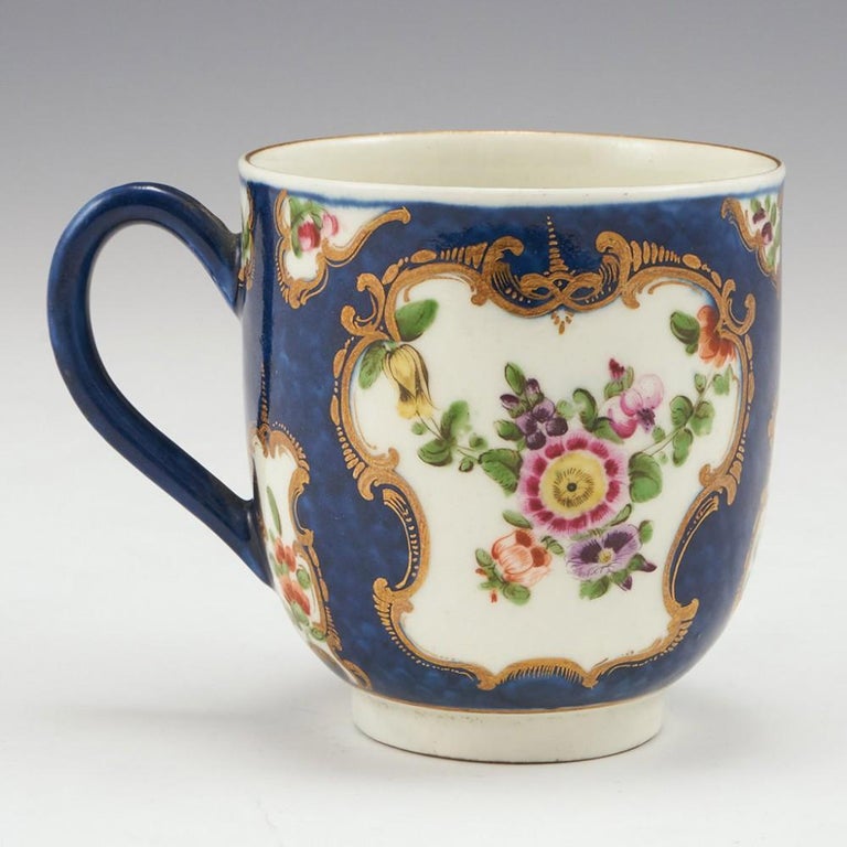Worcester First Period Porcelain Scale Blue Coffee Cup and Saucer ...