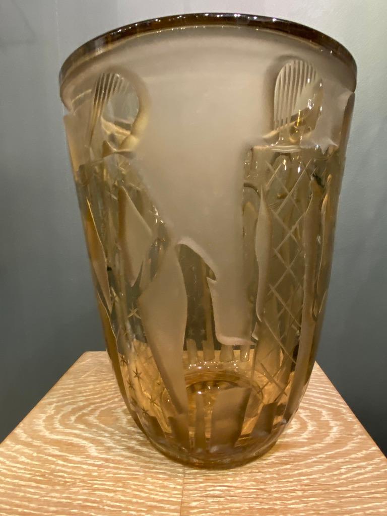 Yellow Art Deco Daum Vase For Sale at 1stDibs
