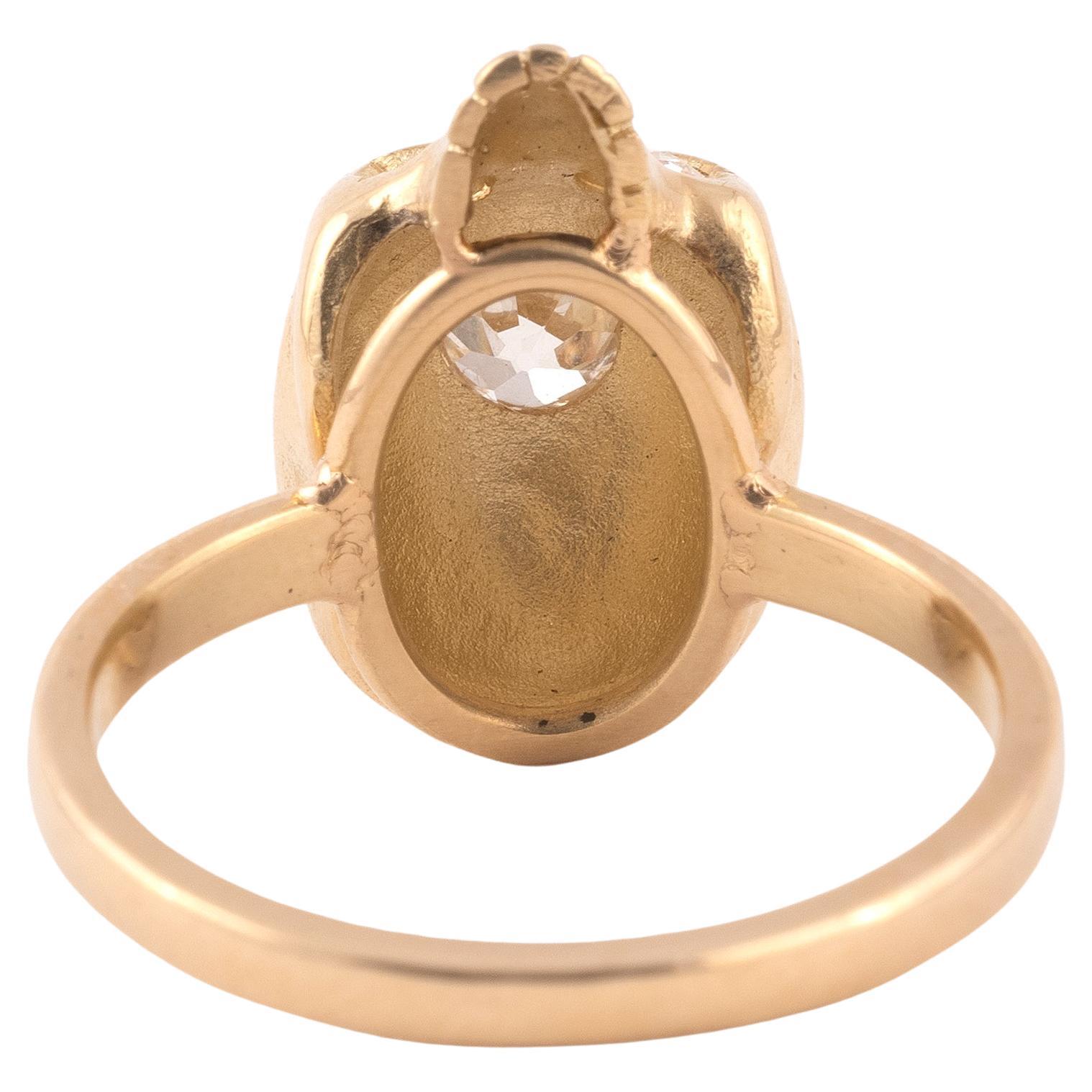 A Yellow Gold And Diamond Skull Ring For Sale at 1stDibs