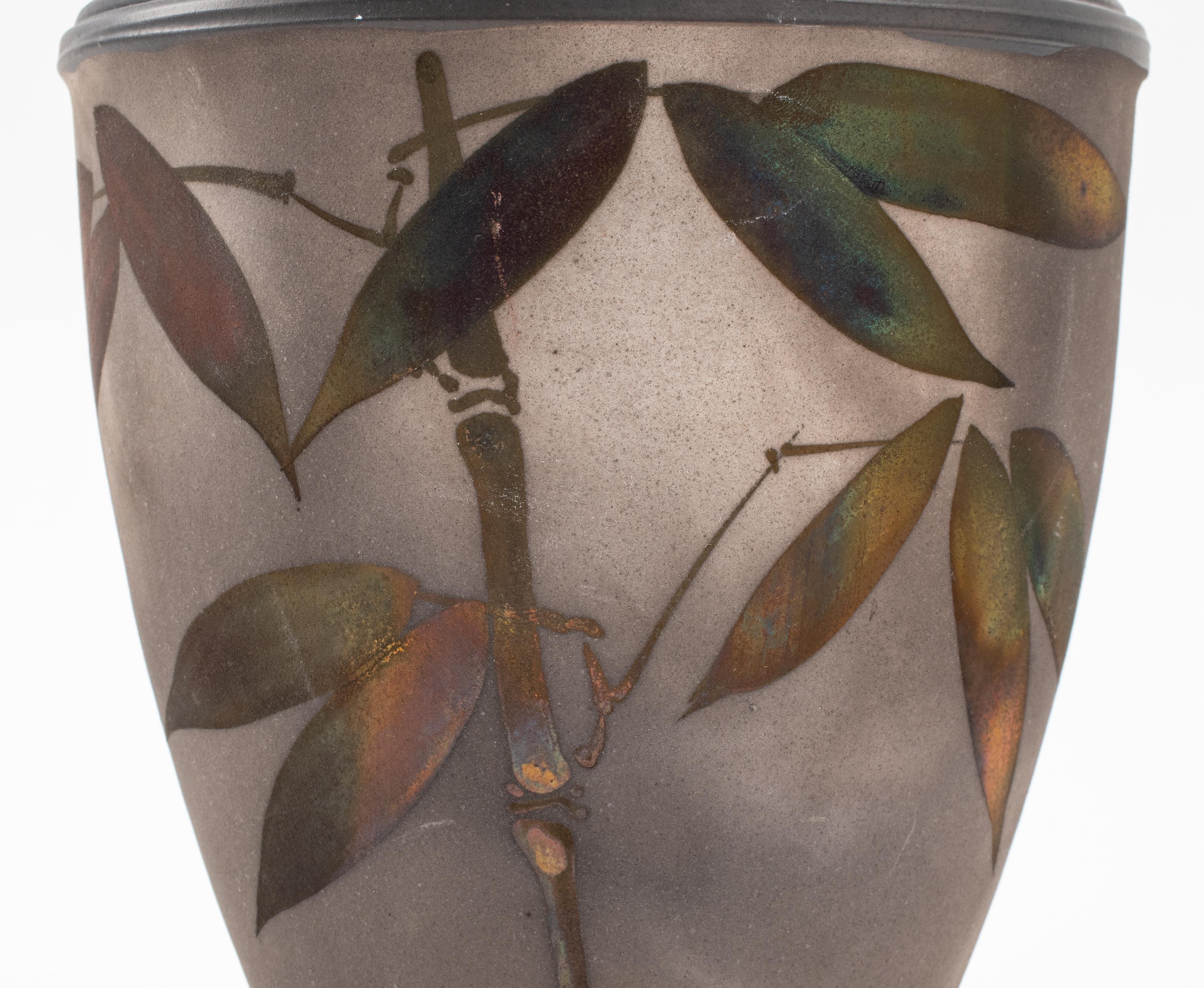 A. Zigola, Raku-fired Japonesque Vase For Sale at 1stDibs