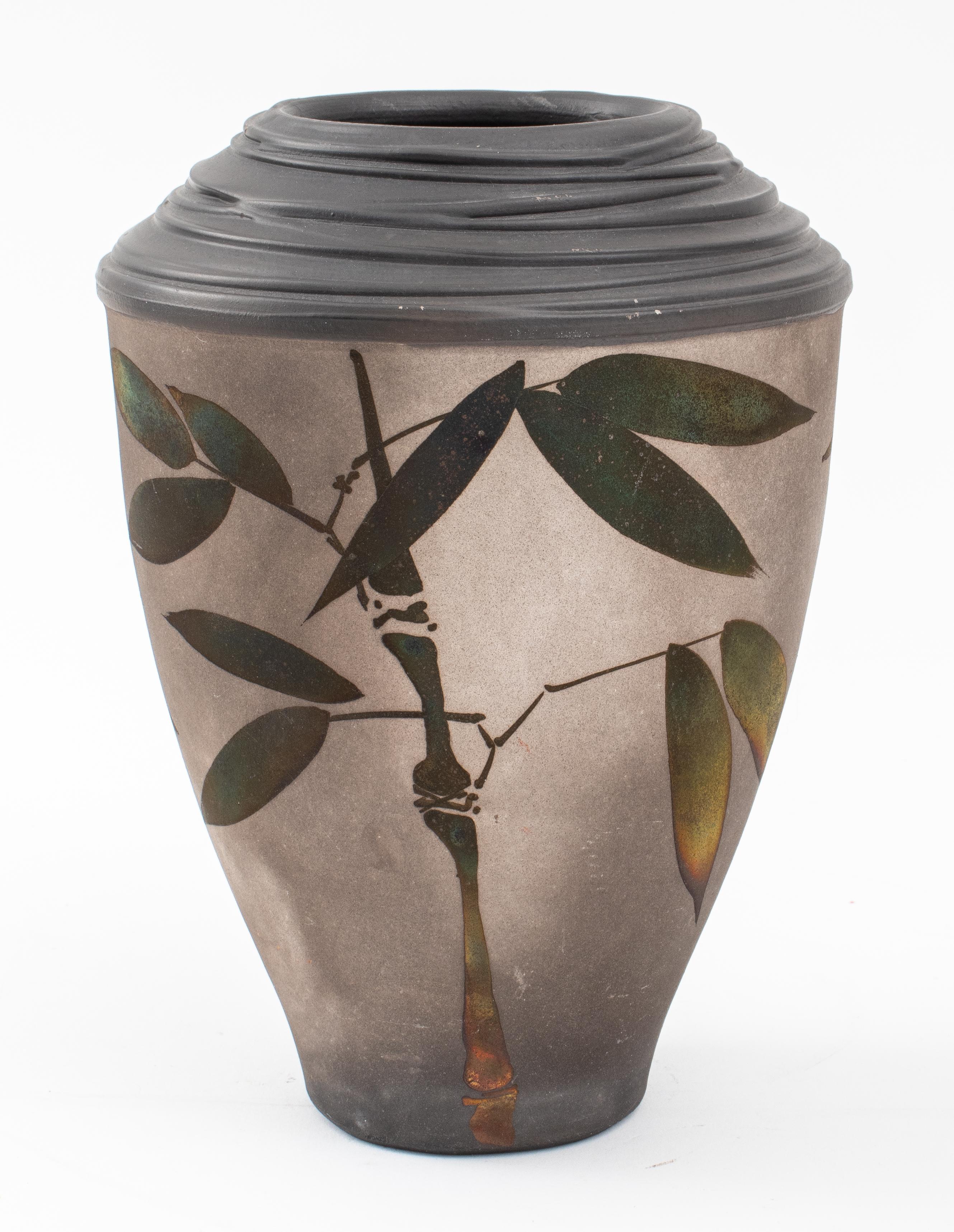 A. Zigola, Raku-fired Japonesque Vase For Sale at 1stDibs