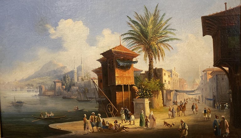 Exceptional Pair of Turkish Landscape Paintings signed Costantinopoli ...