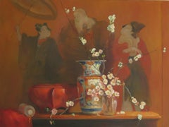 Jacqueline Fowler - Figured Screen with Japonica - Still Life Painting ...