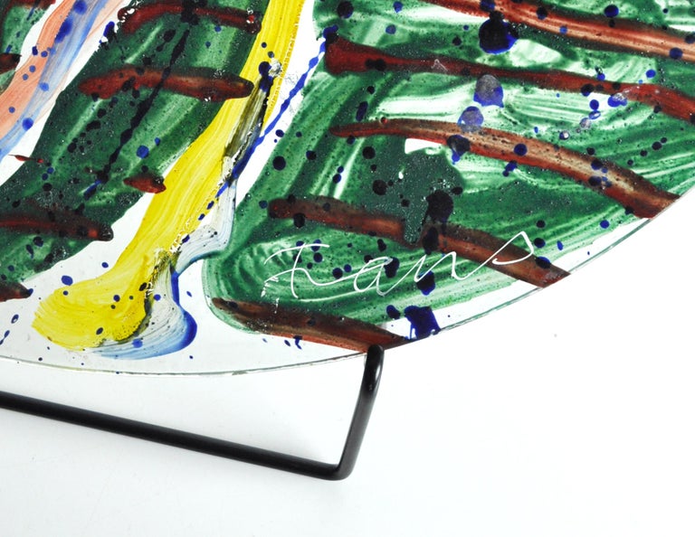 Frans Widerberg - Scandinavian Painted Glass Dish by the Norwegian ...