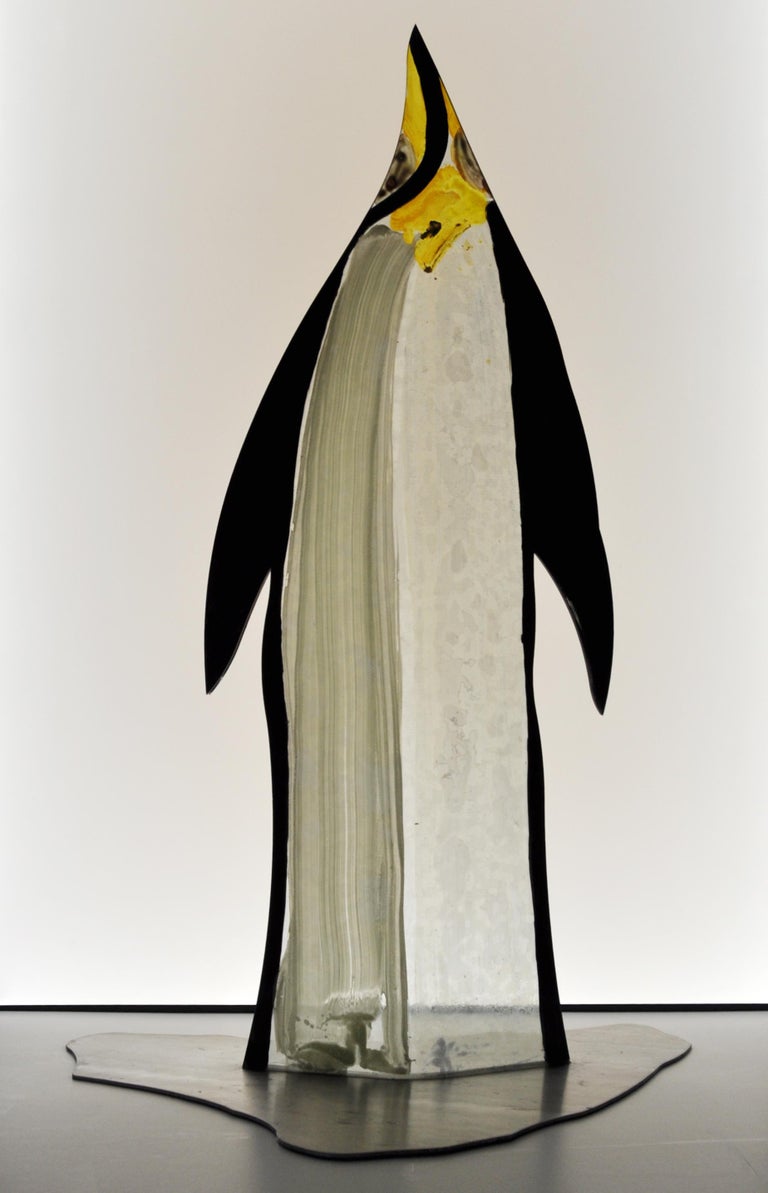 Peter Stuhr - Scandinavian Stained Glass Pinguin Sculpture mounted on ...