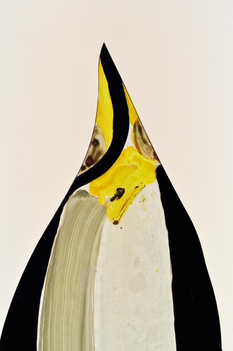 Peter Stuhr - Scandinavian Stained Glass Pinguin Sculpture mounted on ...