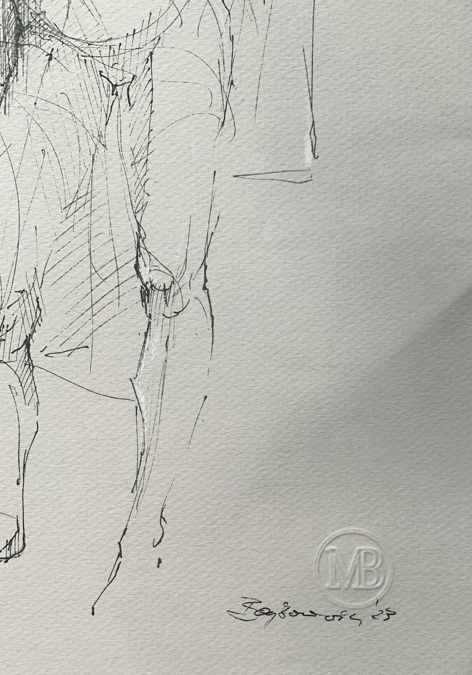 Michał Bajsarowicz - Nus - Dessins sur supports mélangés, figuratifs, subtils, style croquis ...