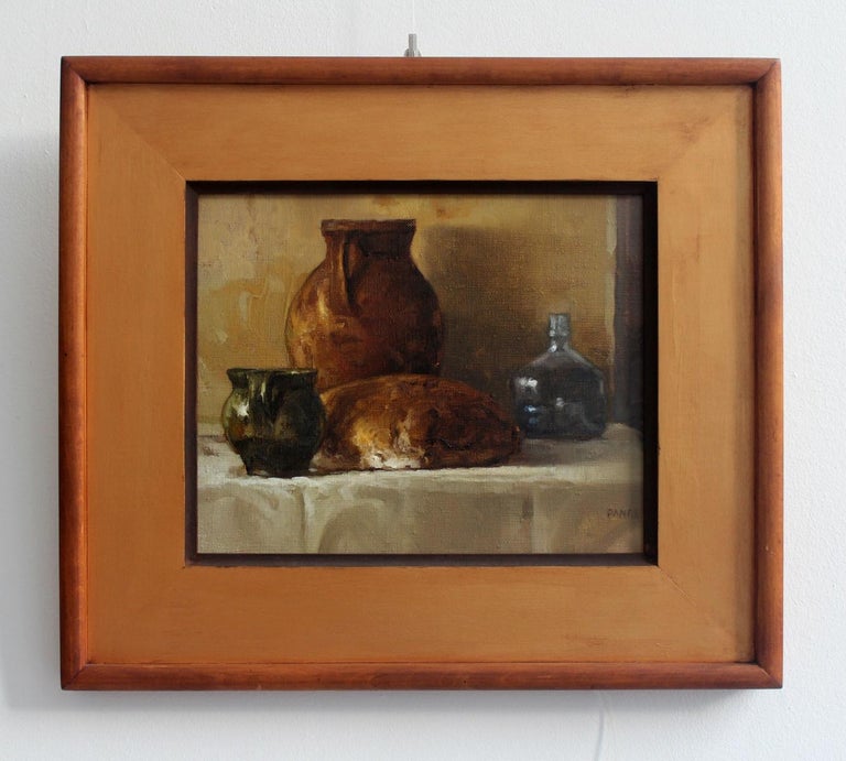 Józef Panfil - Still life with a bottle - XXI century, Figurative oil ...