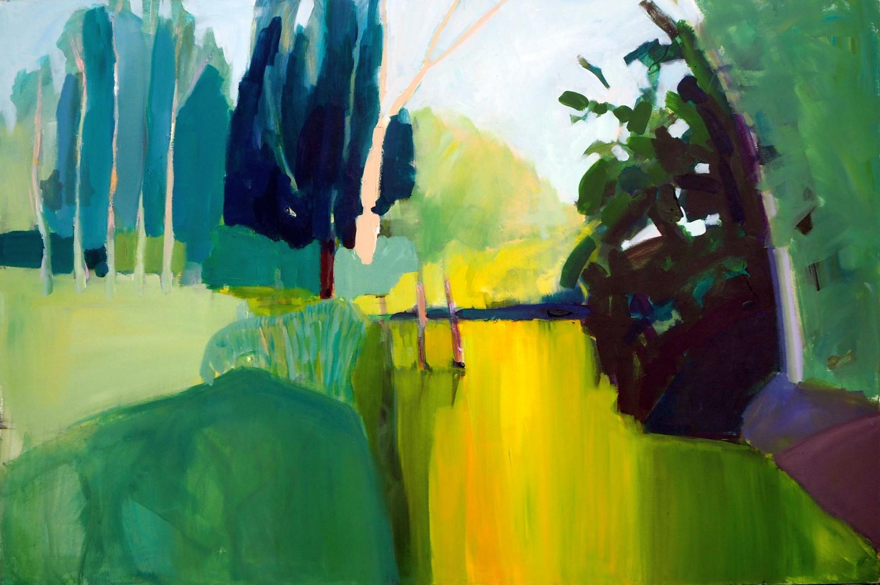 Magdalena Kusiak Kopron - Une rivière - Peinture de paysage abstraite contemporaine à l ...