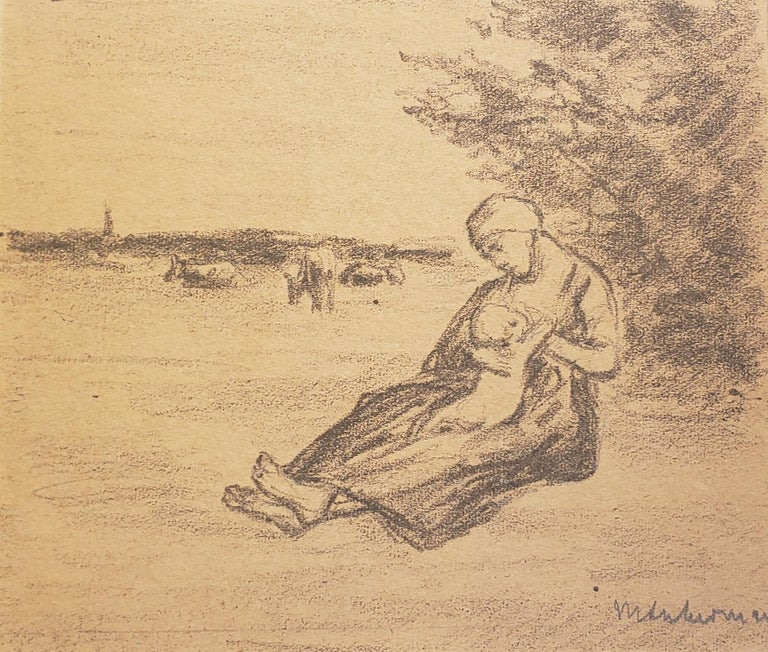 Max Liebermann - Mother Feeding Her Child in a Field For Sale at 1stDibs