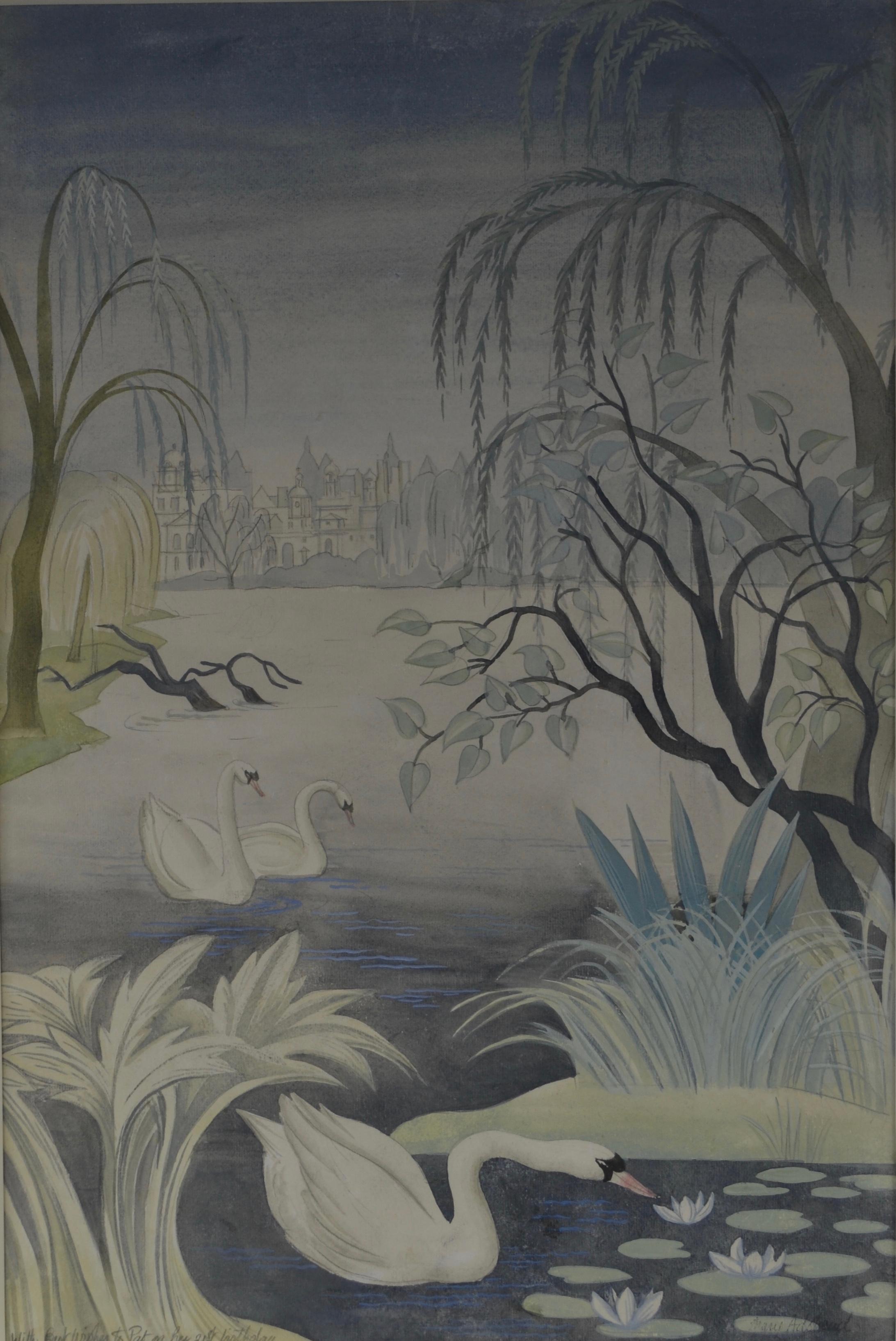 Mary Adshead – „Swan Lake - Aquarell der britischen Muralistin und ...