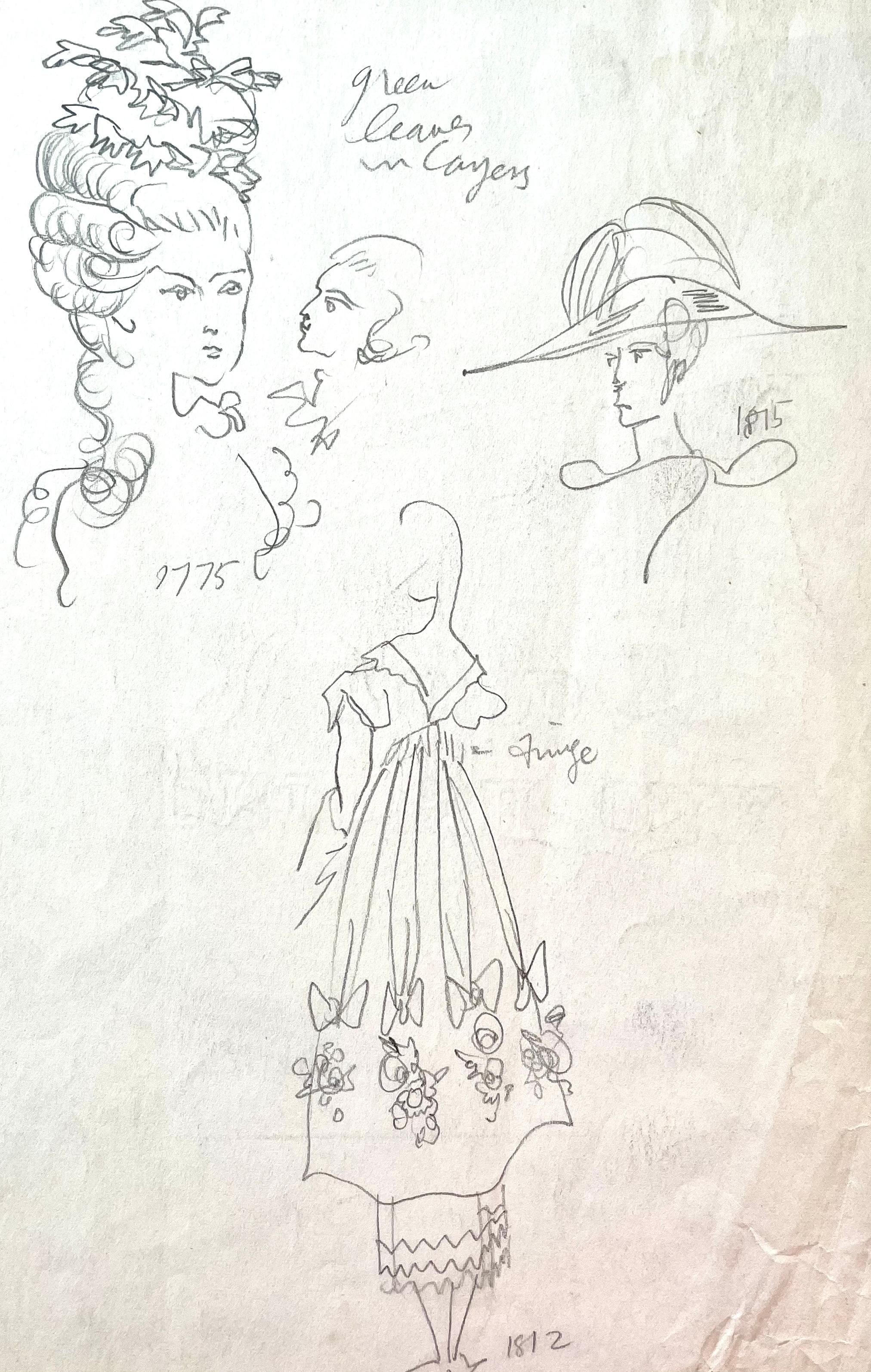 Cecil Beaton - Design for a Gown by Sir Cecil Beaton For Sale at 1stDibs
