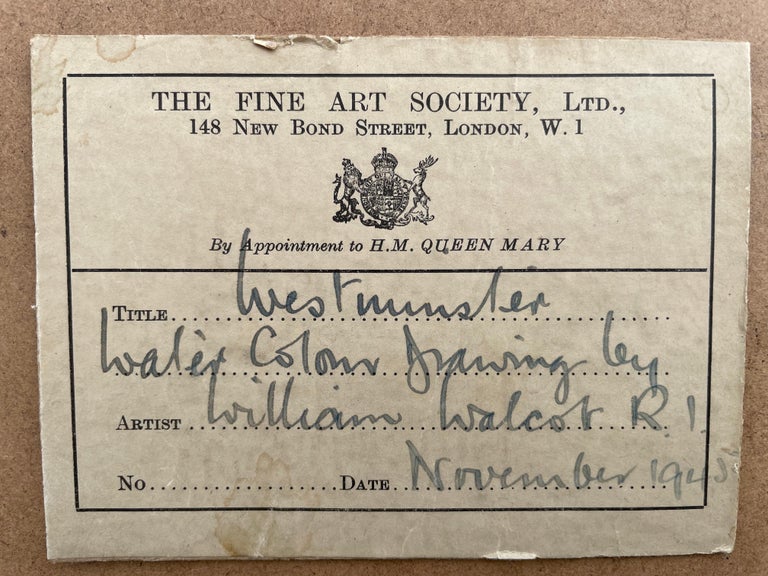 William Walcot R. E. Hon. R. I. B. A. - Westminster - 20th Century ...