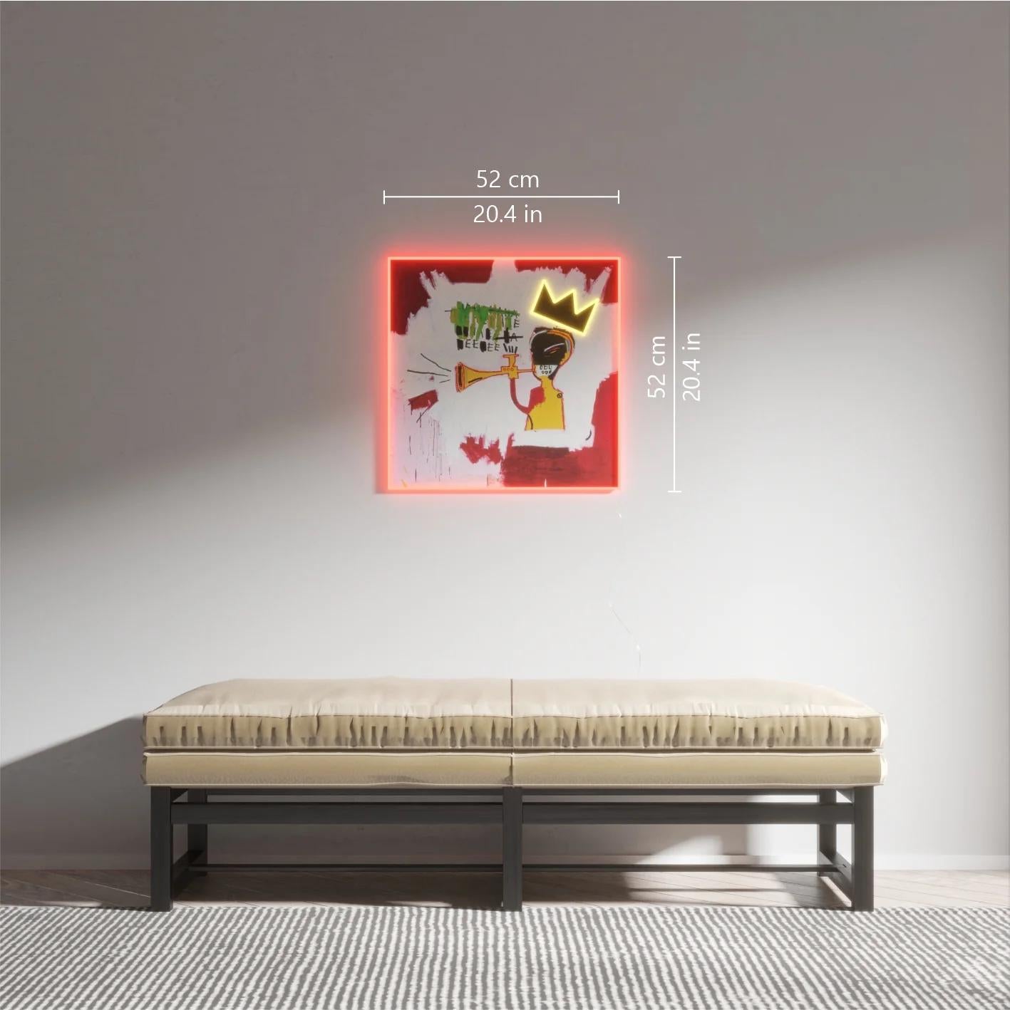 Jean-Michel BASQUIAT - Trumpet Painting YP x JM Basquiat Design Neon ...