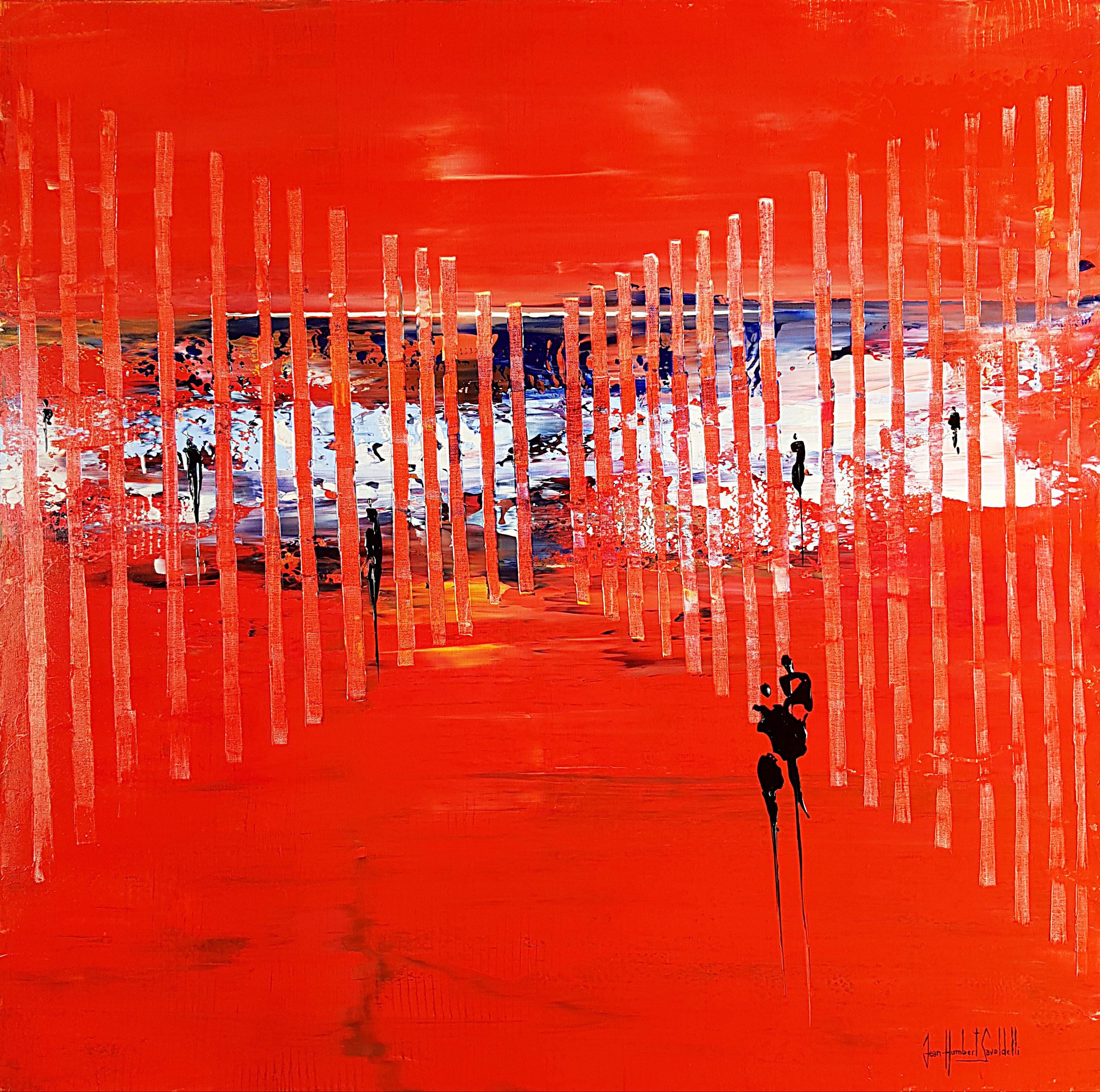Jean-Humbert Savoldelli - "Simply Red", Red Abstract Acrylic Landscape ...