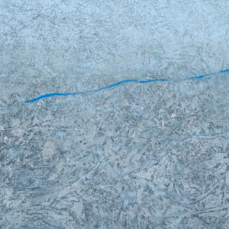 Françoise Duprat - "The Blue Line", Large Abstract Grayish Blue Wave ...