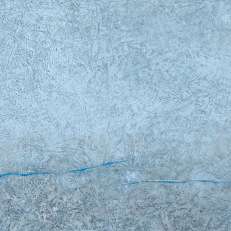 Françoise Duprat - "The Blue Line", Large Abstract Grayish Blue Wave ...