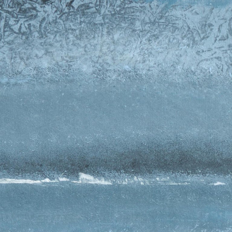 Françoise Duprat - "The Blue Line", Large Abstract Grayish Blue Wave ...