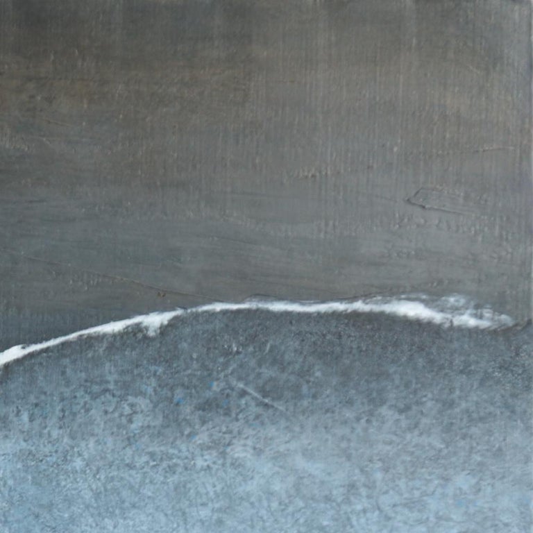 Françoise Duprat - "The Blue Line", Large Abstract Grayish Blue Wave ...