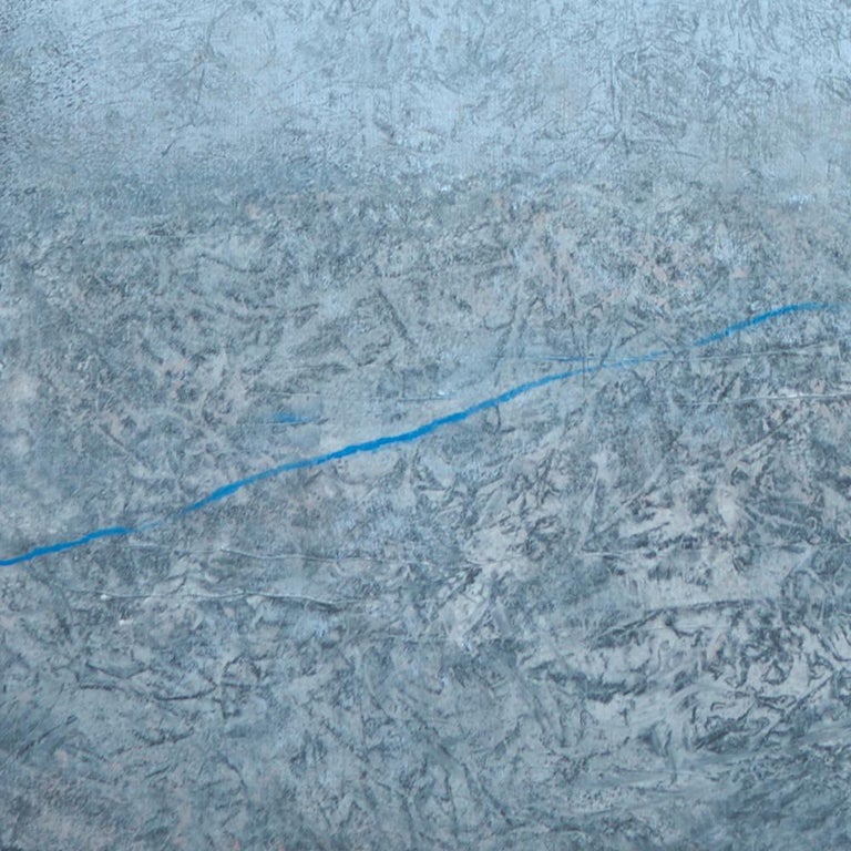 Françoise Duprat - "The Blue Line", Large Abstract Grayish Blue Wave ...
