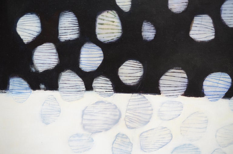 Christine Morin - "New Memories", White Dot Line Pattern Black Blue ...