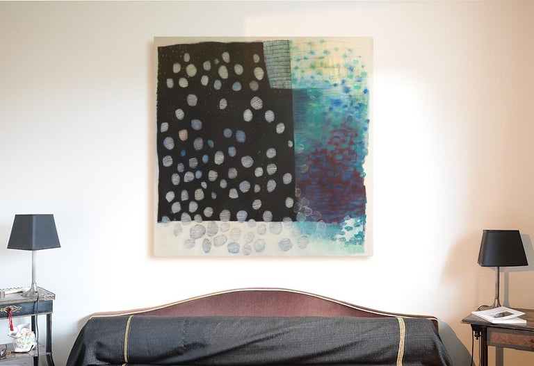 Christine Morin - "New Memories", White Dot Line Pattern Black Blue ...