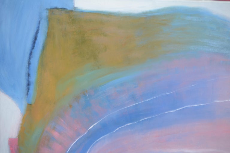 Christine Morin - "Pink Mountain", Blue Green Earth Yellow Abstract ...