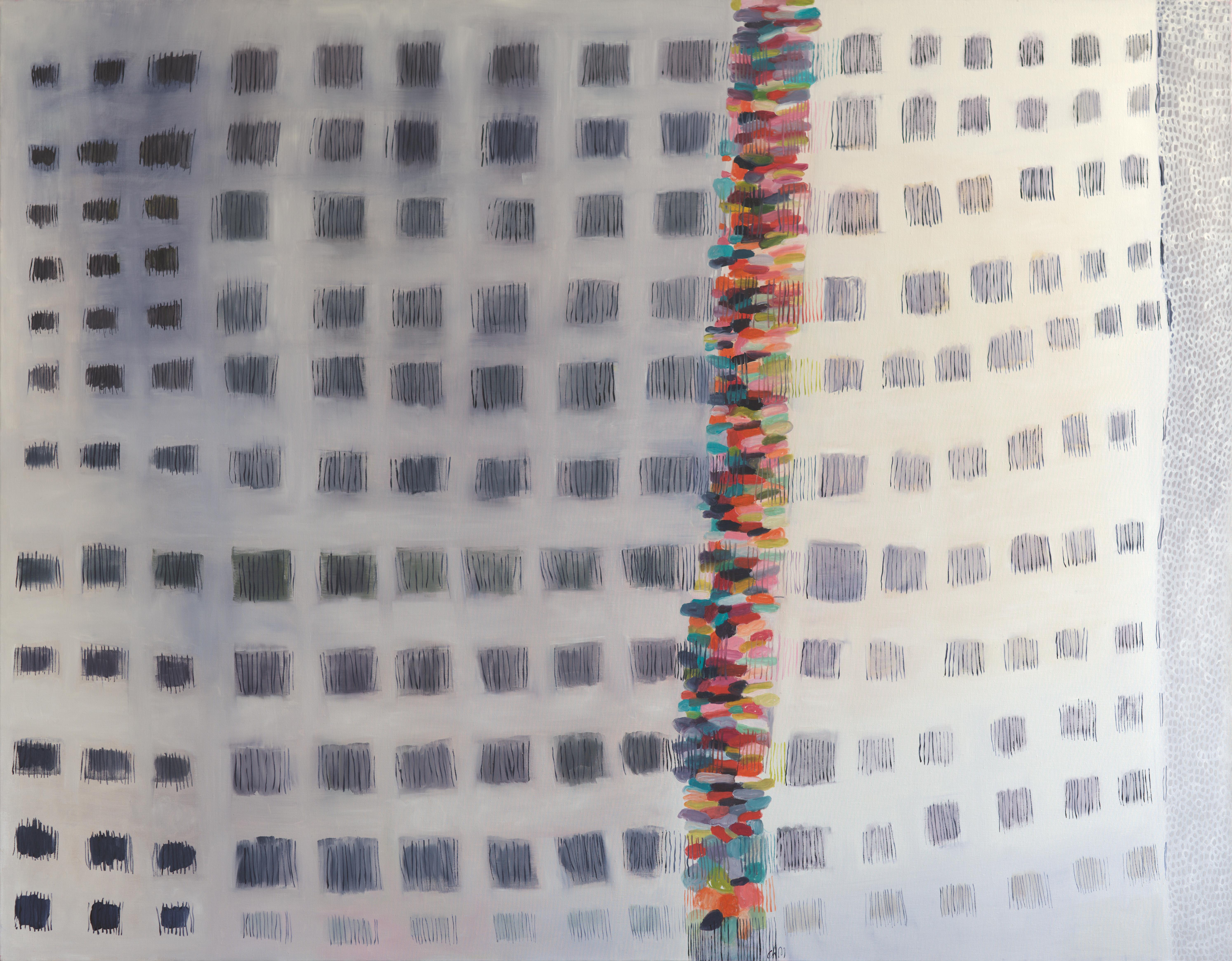 Christine Morin - "The Birds are Watching Us", Blue Pink White Abstract ...