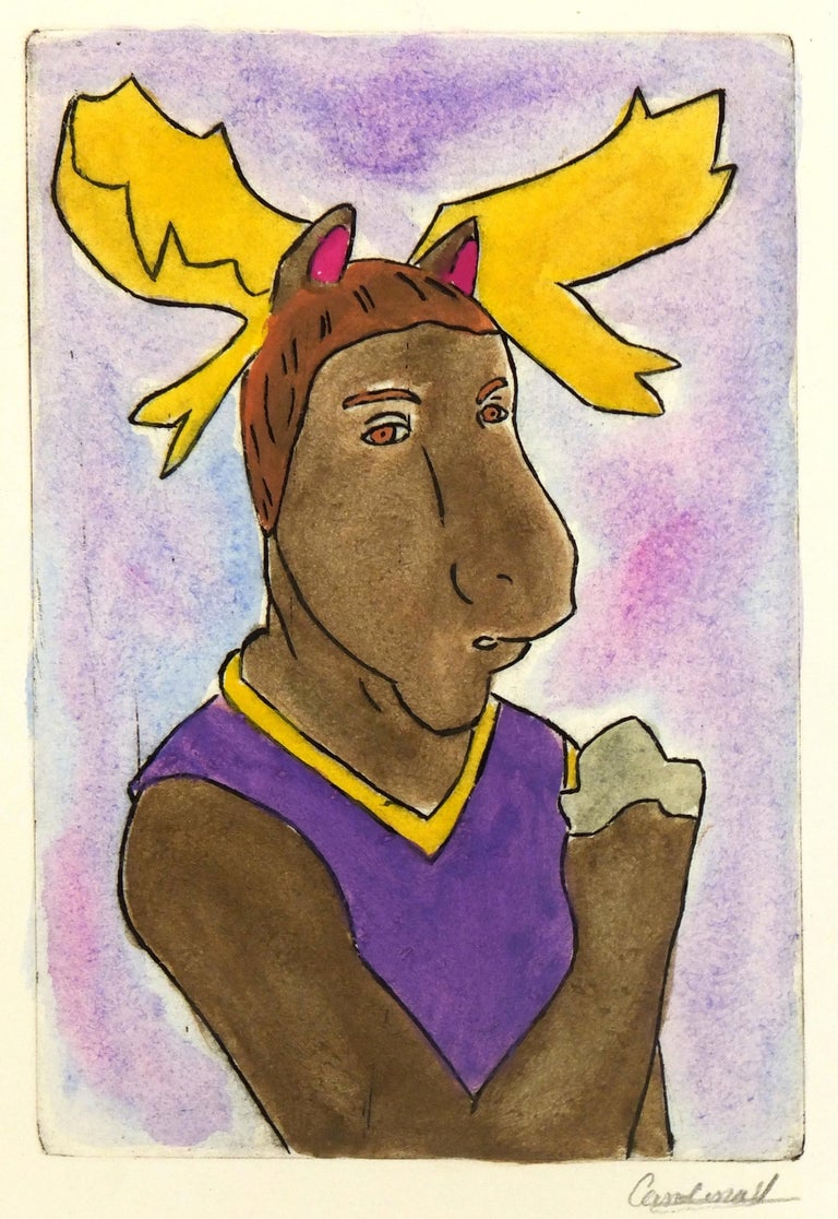 Ana May - Etching - Manly Moose, Pastel Watercolor and Acrylic ...