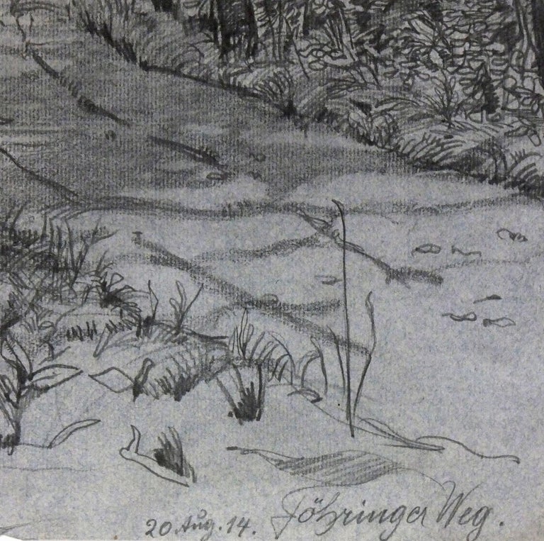 Unknown - German Pencil Landscape - The Country Road Less Traveled at ...