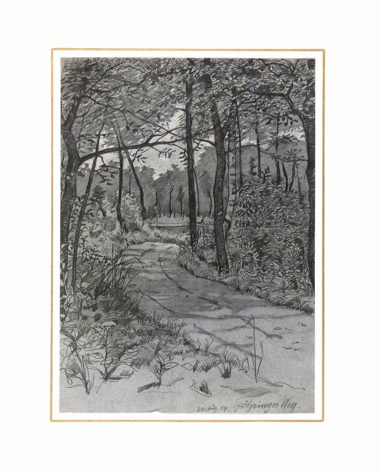 Unknown - German Pencil Landscape - The Country Road Less Traveled at ...