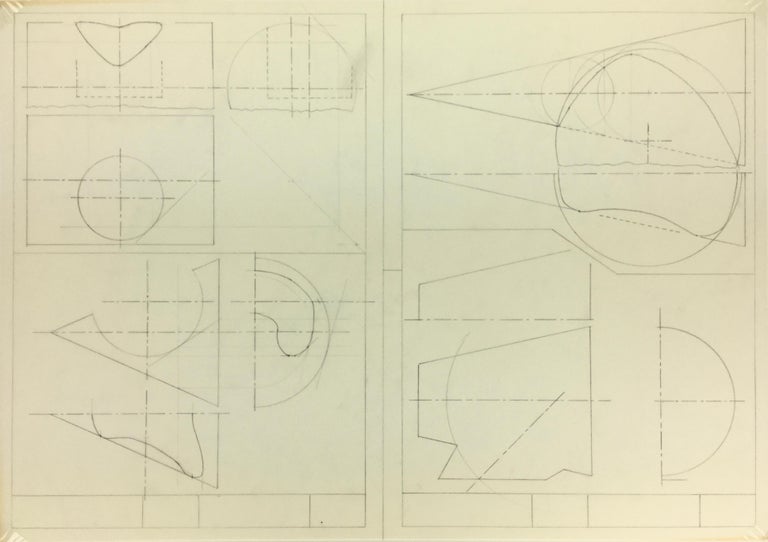 Unknown - French Geometric Technical Drawing For Sale at 1stDibs