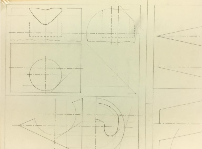 Unknown - French Geometric Technical Drawing For Sale at 1stDibs