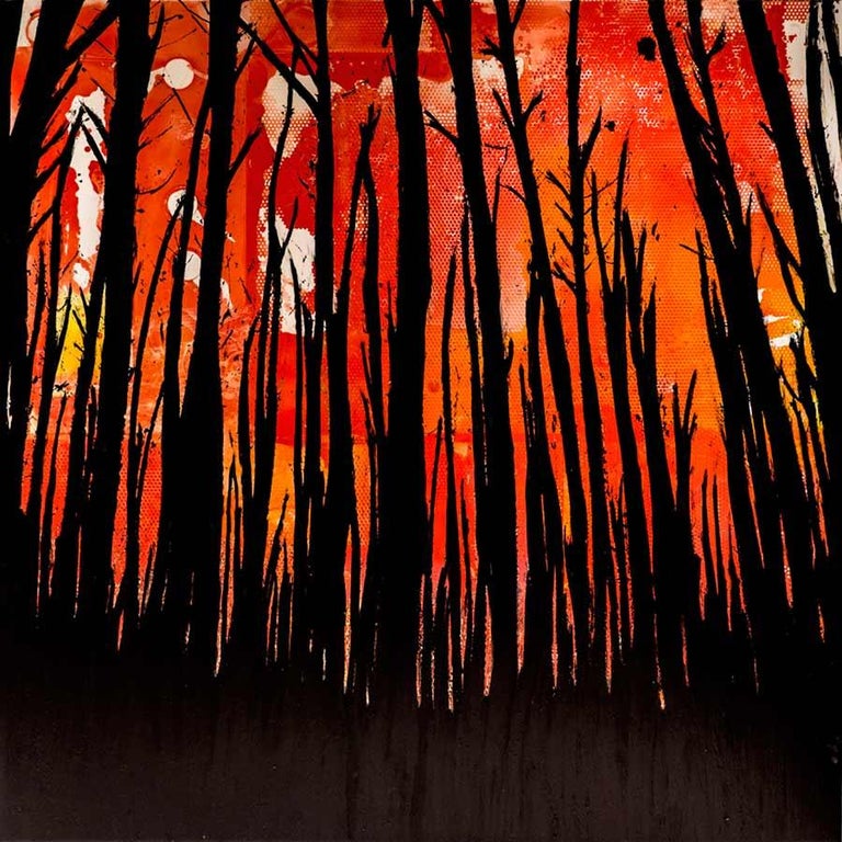 Pedro Peña Gil - THE FOREST Orange Red Abstract Painting Oil Paper ...