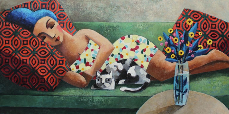 Didier Lourenço - Green Sofa, Original Oil Painting by Spanish Artist ...