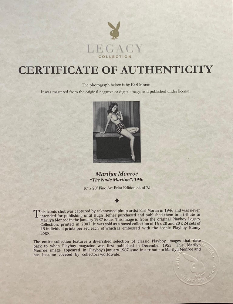 Earl Moran - The Nude Marilyn Monroe II by Earl Moran for Playboy 1946 Edition 34 of 75 For Sale ...