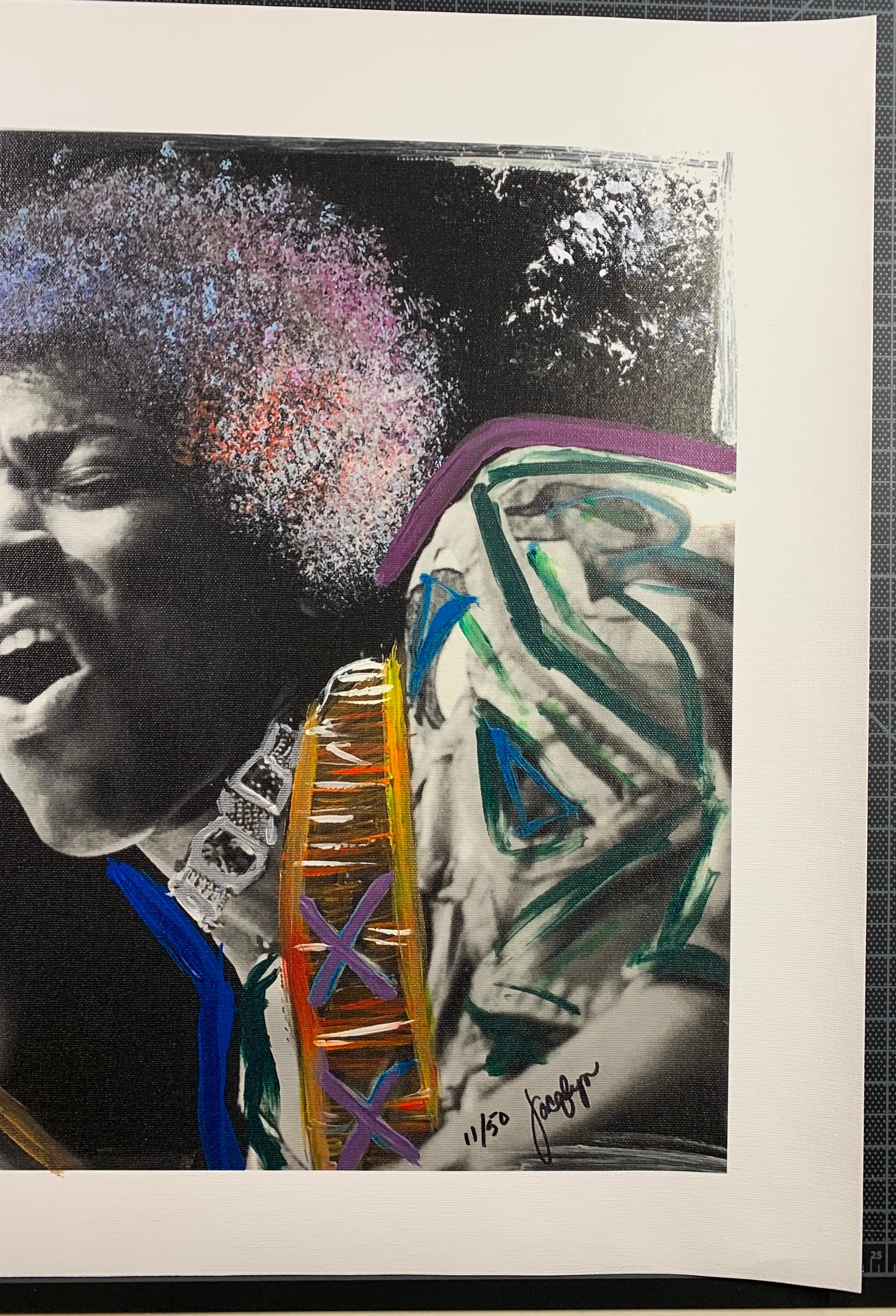 Jacqlyn Burnett - "Jammin" Jimi Hendrix Fine Art Print on Canvas Edt 11 ...