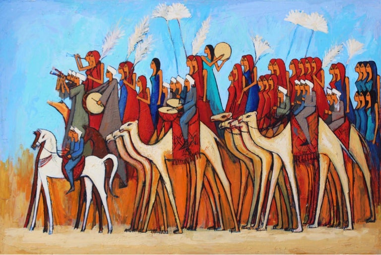 Alaa Awad - "Camel Riders" Acrylic painting 39"x59"in. by Alaa Awad For ...