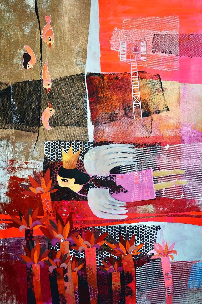 Yasmine Reda - "Liberty" Mixed media Painting 46" x 31" inch by Yasmine ...