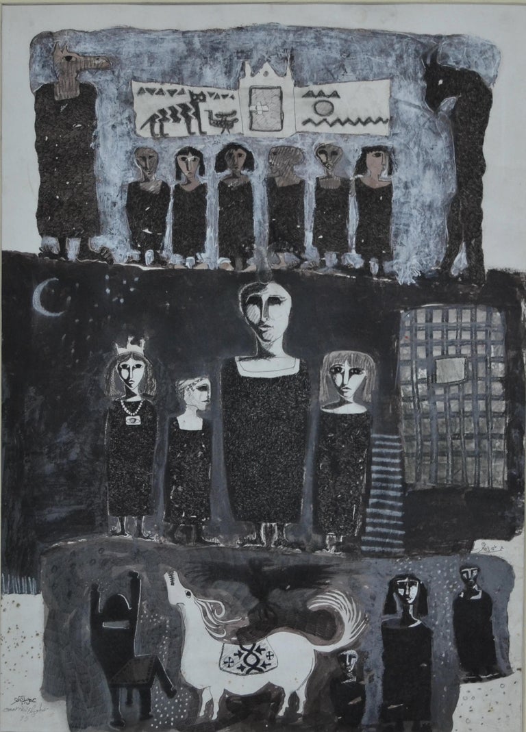Omar Abdel Zaher – „„Chamber of Souls“ Zeichnung 28"" x 20" Zoll von ...