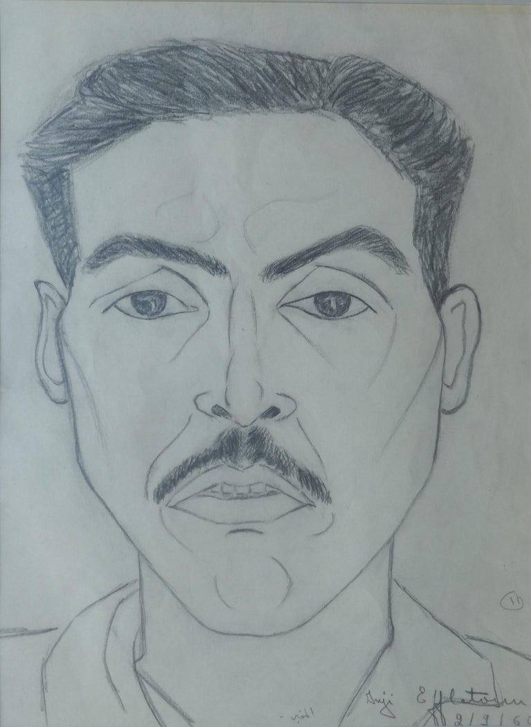 Inji Efflatoun - "Prison Portrait II" Inks on Paper Painting 13" x 9 ...