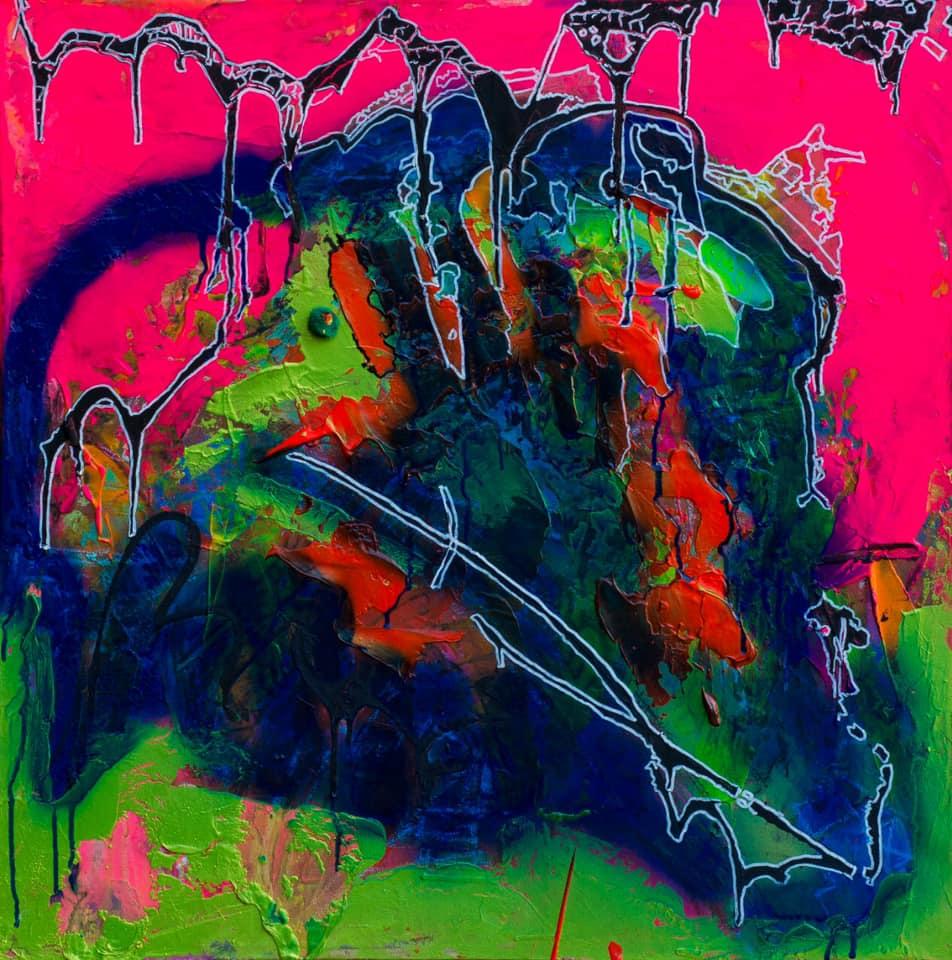 Ahmed Farid - "Explosion" Abstract Mixed media Painting 31" x 31" inch ...