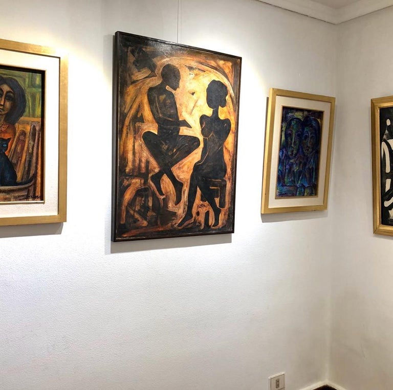 Mohammed Ismail - "Adam and Eve" Oil on Wood Painting 31" x 24" inch by ...