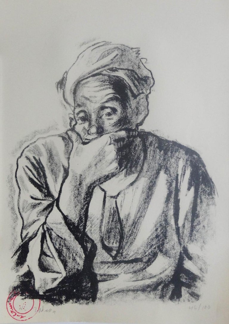 Hamed Abdalla - "Contemplation" signed Lithograph 12" x 8" inch Edition ...